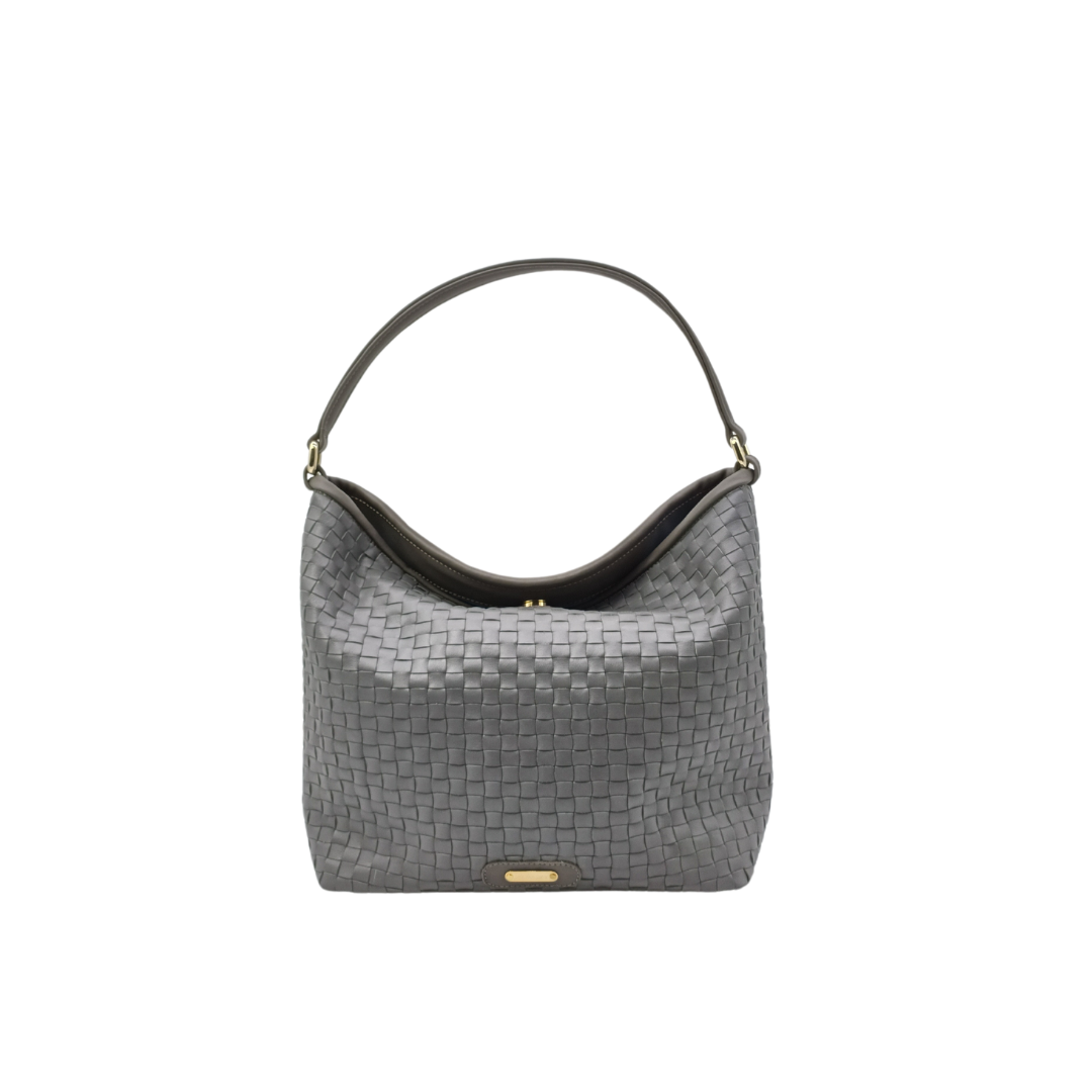 Borsa in pelle ALBA intreccio zinco – Tomassini Bags